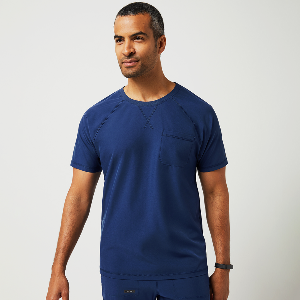 Jaanuu Mens Crew Neck Scrubs Top | Medical Smart Shirt | Kara